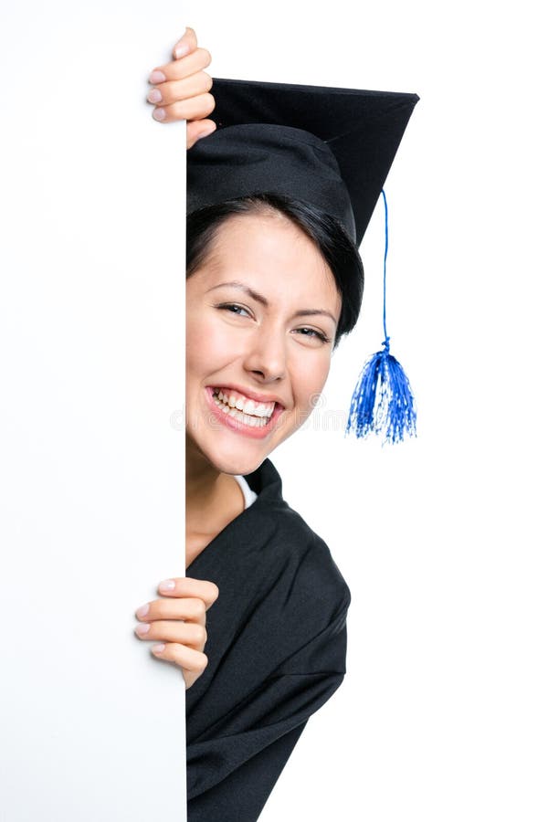 Graduating Student Peeps Out Stock Photo - Image of graduate ...