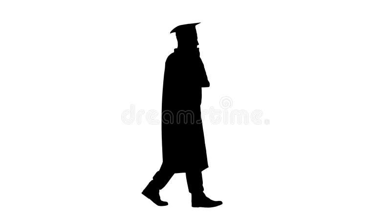 Graduating Student Walking and Making a Call, Alpha Channel Stock ...