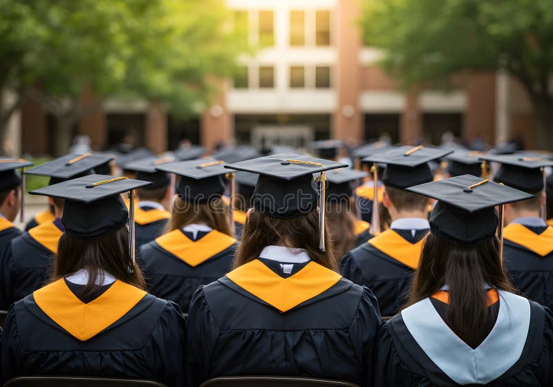 Graduating Students Academic Gowns Stock Illustration - Illustration of ...