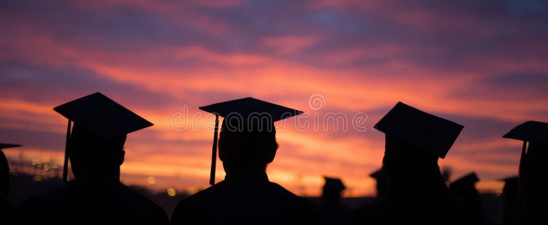 The Graduating Students Celebrating Under a Beautiful Sunset Sky..AI ...