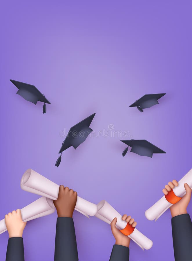 Graduating Students of Pupil Hands in Gown Throwing Graduation Caps ...