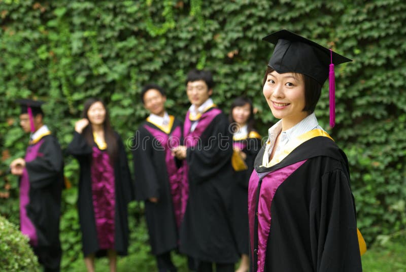 Chinese students stock photo. Image of woman, gown, chinese - 15366854