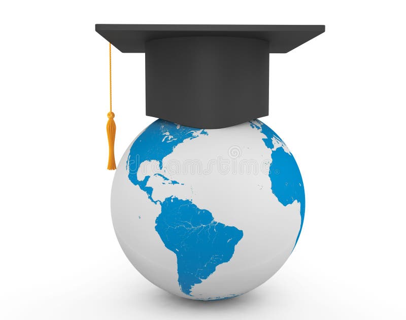 Graduation Academic Cap with Earth Globe Stock Illustration ...