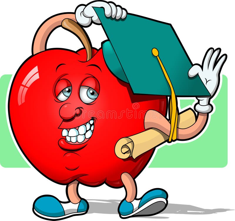 Graduation Cap and Big Apple with Human Concepts Stock Vector ...