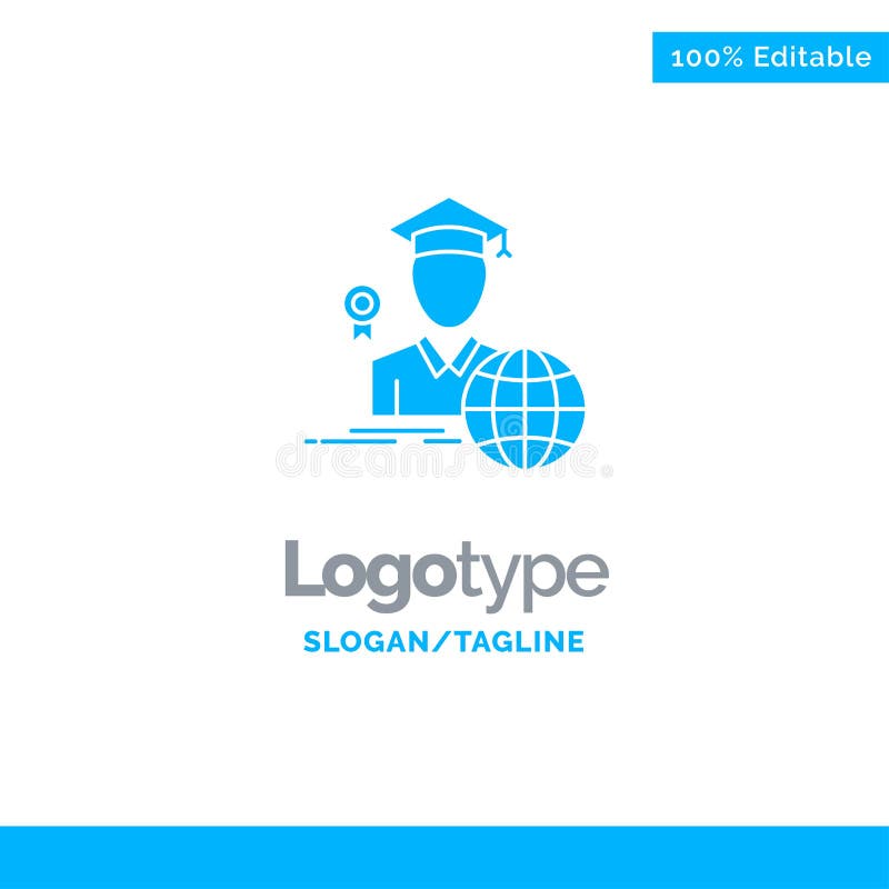 Graduation, Avatar, Graduate, Scholar Blue Solid Logo Template. Place ...