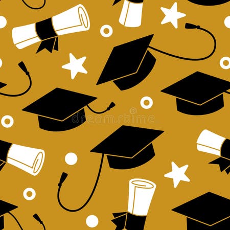 Graduation Background. Seamless Pattern with Graduation Caps and ...