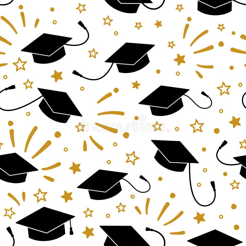 Graduation Background. Seamless Pattern with Graduation Caps and Stars ...
