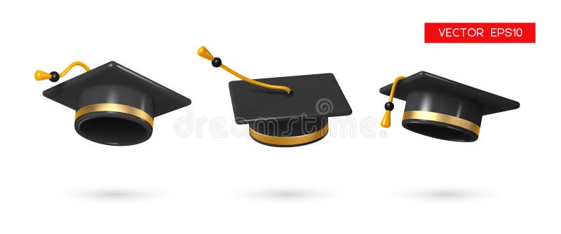 Graduation Black Caps. Education, Degree Concept. Stock Vector ...