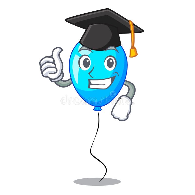 Graduation Blue Balloon Character on the Rope Stock Vector ...