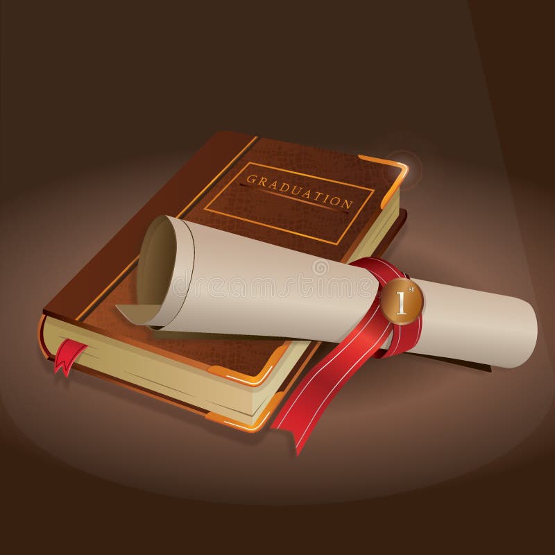 Graduation Book and Certificate. Vector Illustration Decorative ...