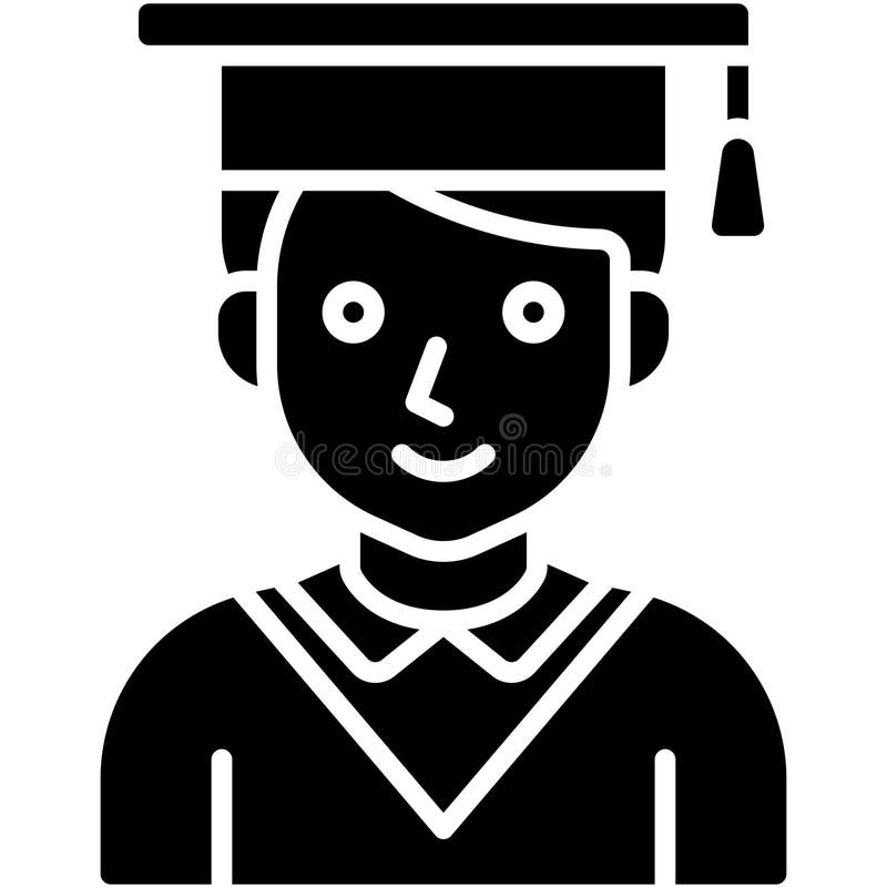 Graduation Boy Icon, High School Related Vector Illustration Stock ...