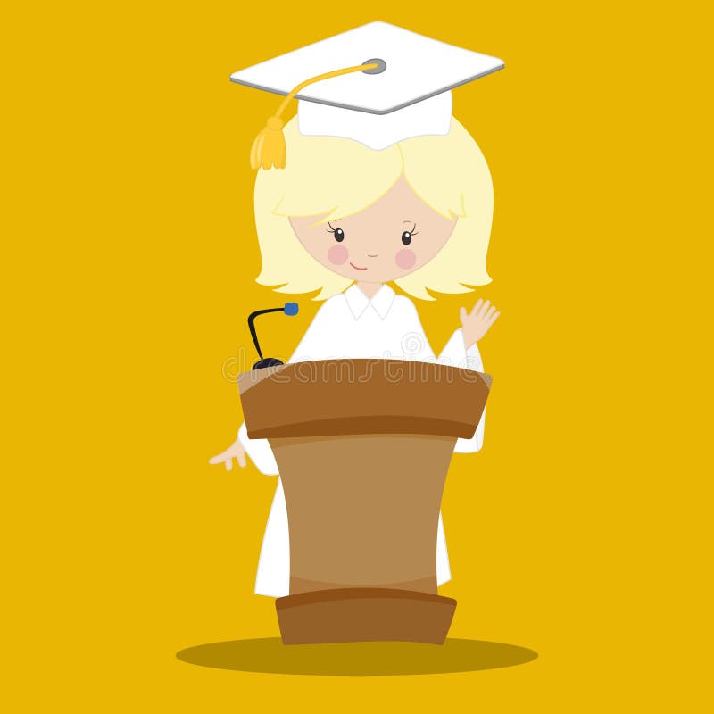 Graduation Boy Standing on Stage 03 Stock Vector - Illustration of ...