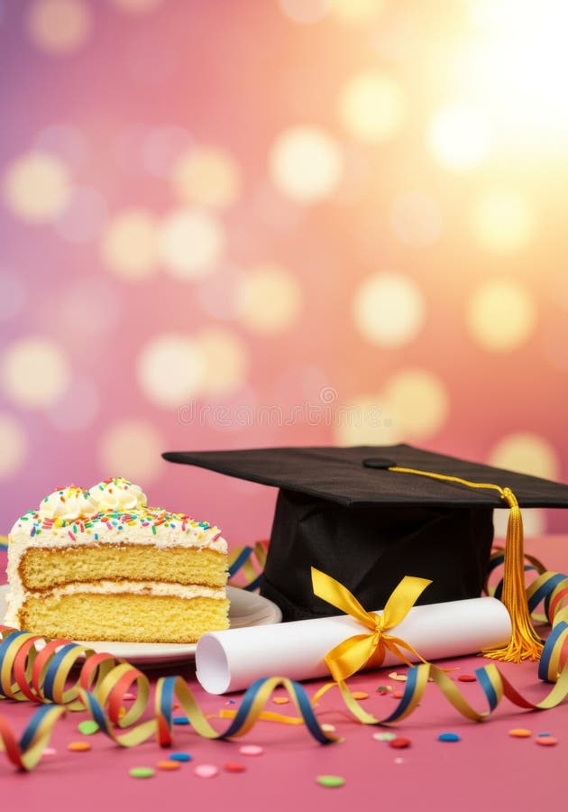 Graduation Cake with Cap and Diploma Stock Illustration - Illustration ...