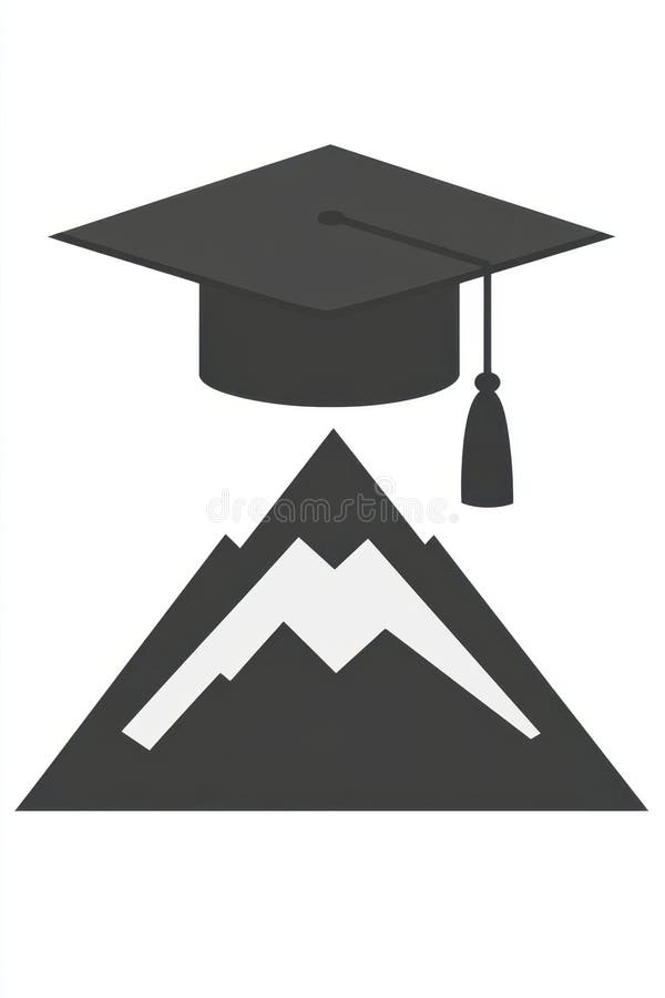 Graduation Cap Above Mountain Representing Educational Achievement ...