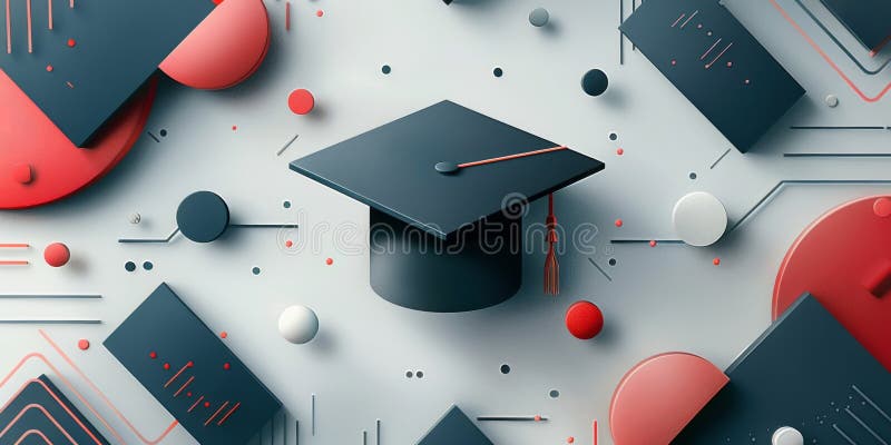 Graduation Cap on Abstract Background. Education and School Concept ...