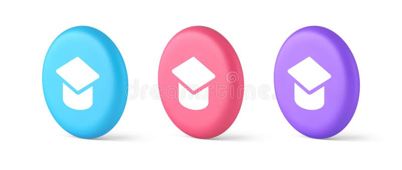 Graduation Cap Academic Education E Learning Button Wisdom Knowledge 3d ...