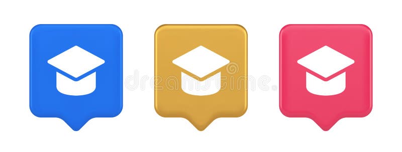 Graduation Cap Academic Education E Learning Button Wisdom Knowledge 3d ...