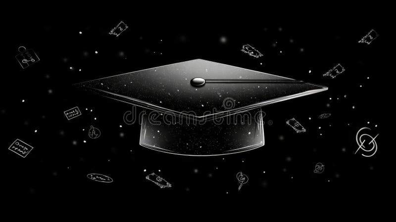 Graduation Cap Adorned with Cosmic Dust and Knowledge Symbols Stock ...