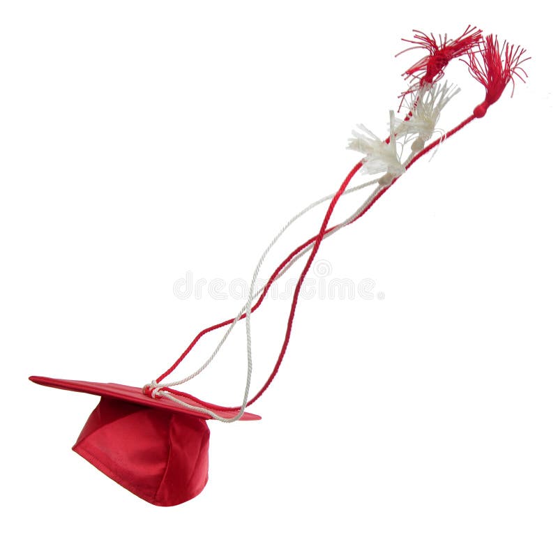 Red Graduation Caps In The Air