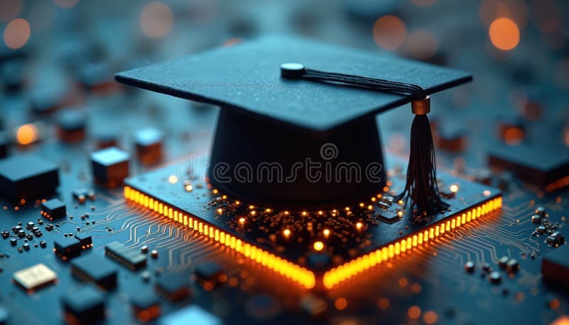 Digital Education Graduation Cap Circuit Board Design Tech Learning ...