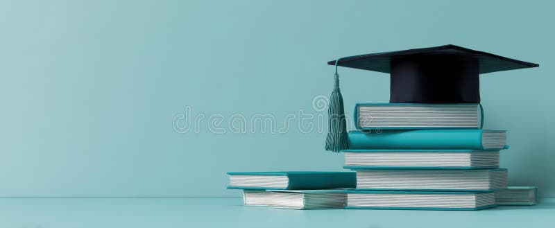 The Graduation Cap Atop a Stack of Books for Academic Achievement..AI ...