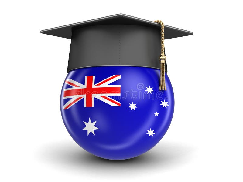 Graduation Cap and Australian Flag Stock Illustration - Illustration of ...
