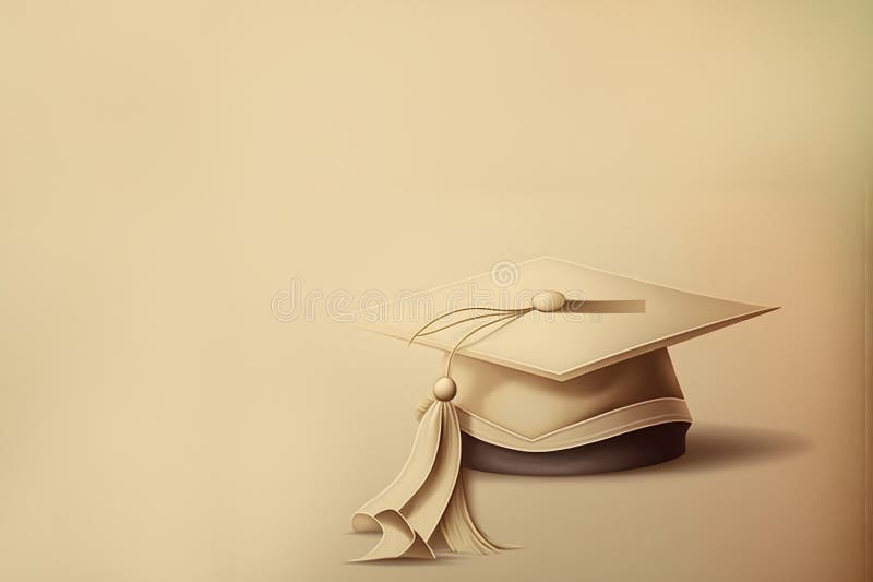 Graduation Cap on a Beige Background with Space for Text. with ...