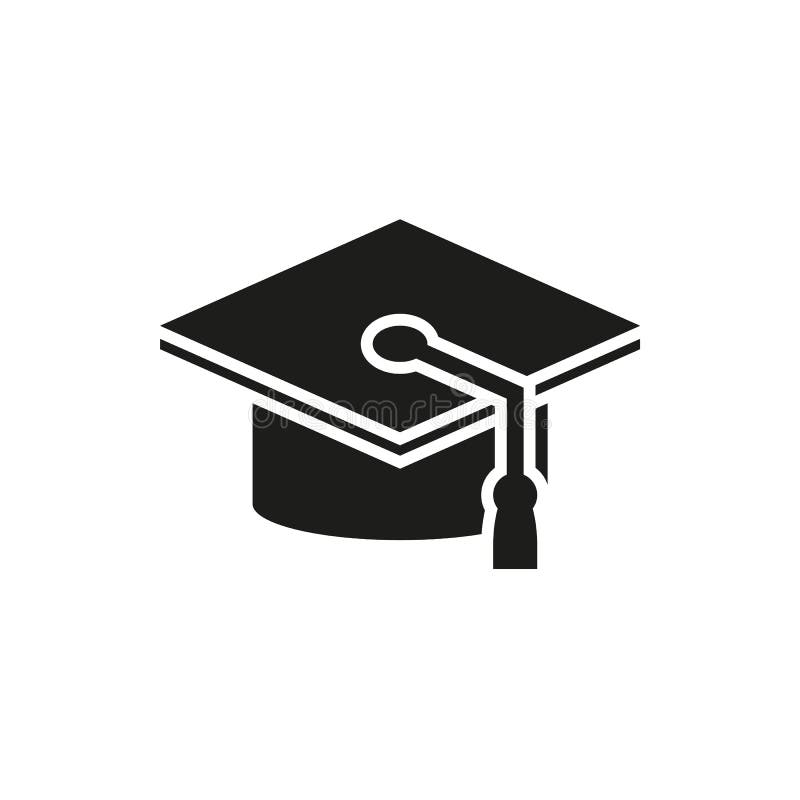 Graduation Cap Black Icon on White Background Stock Vector ...
