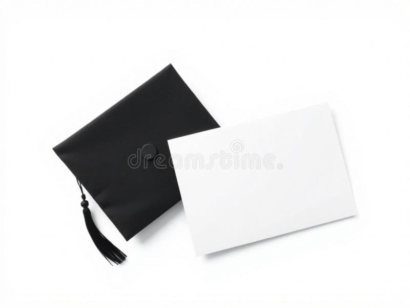 Graduation Cap with Blank Banner Stock Photo - Image of black ...