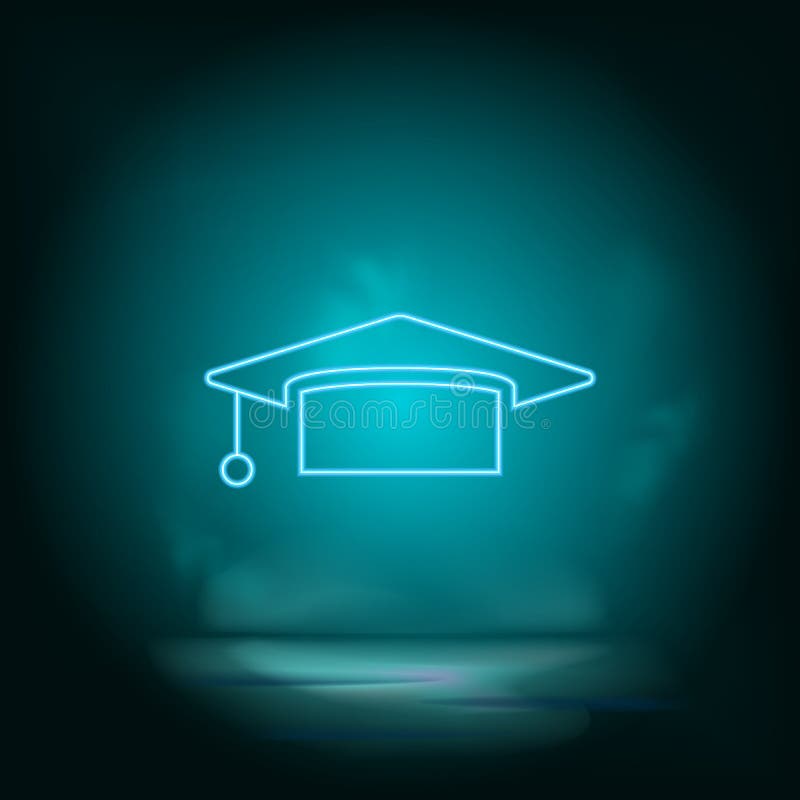 Graduation, Cap Blue Neon Vector Icon. Simple Element Illustration from ...