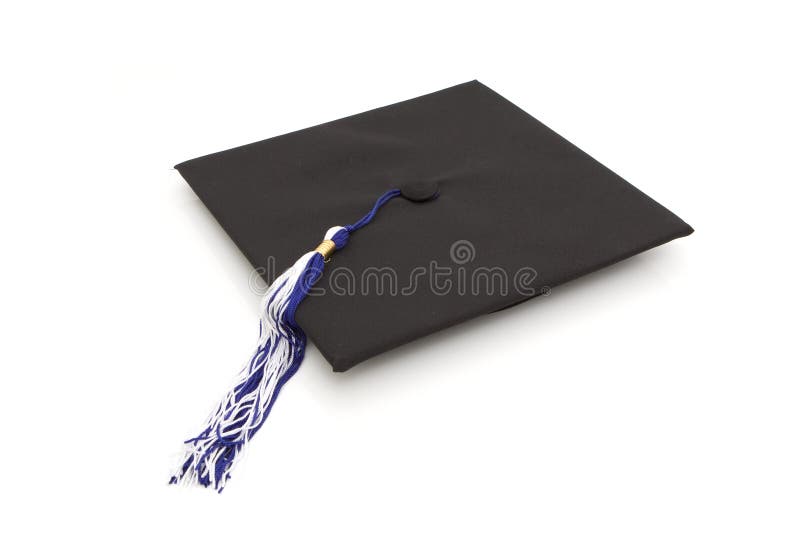 Blue Graduation Hat with Diploma Stock Image - Image of studio, degree ...