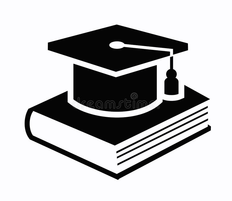 Graduation Cap and Book Icon Stock Illustration - Illustration of board ...