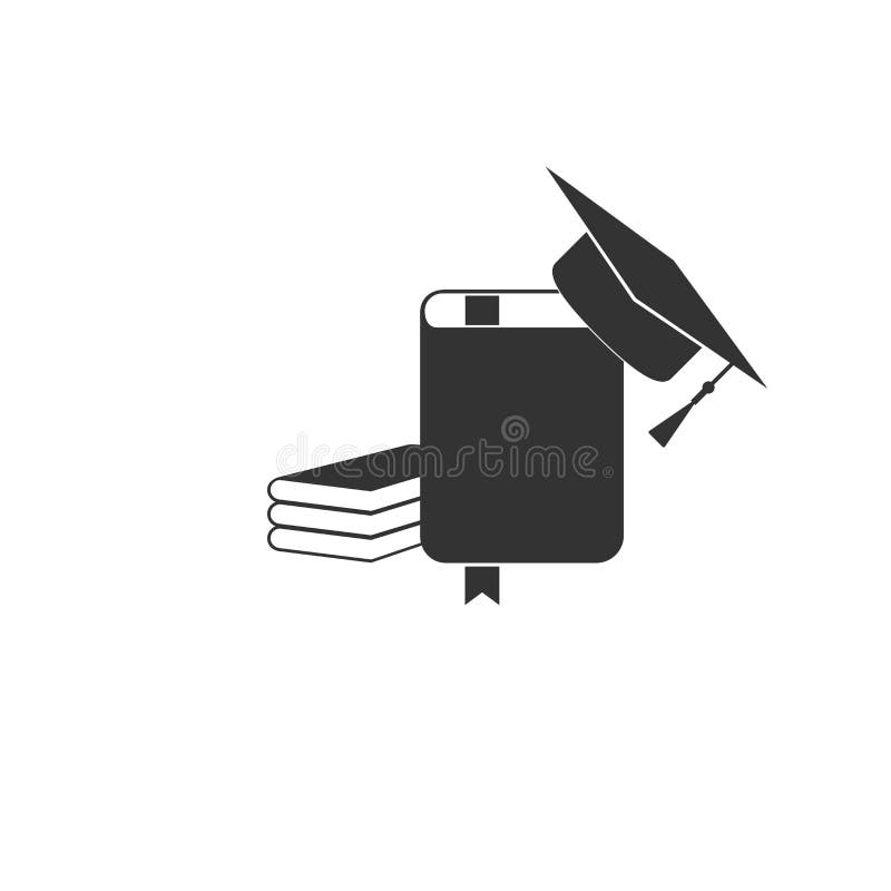 Graduation Cap and Book Icon Isolated. Flat Design Stock Vector ...