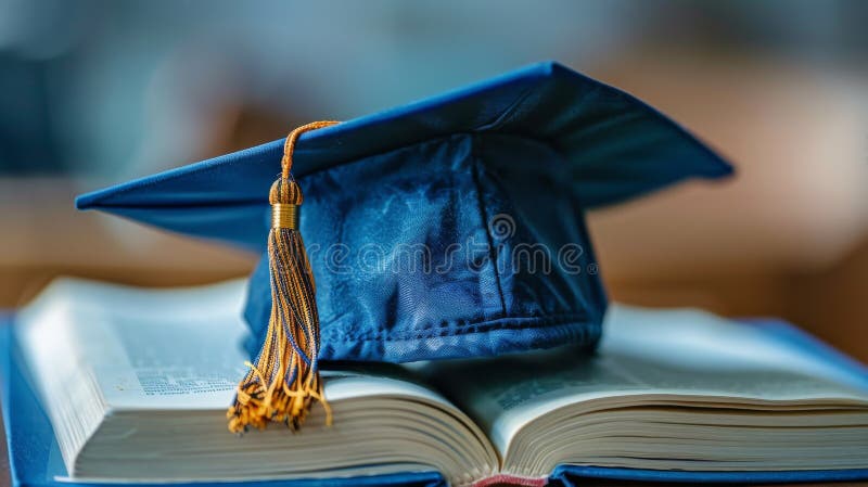 Graduation Cap on Book stock image. Image of symbol - 310260987
