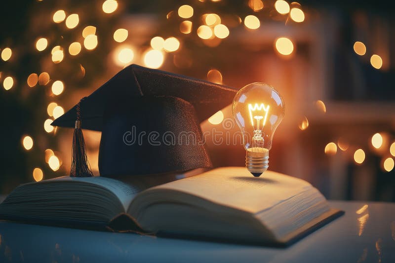 A Graduation Cap and Book Representing Knowledge, Learning, and the ...