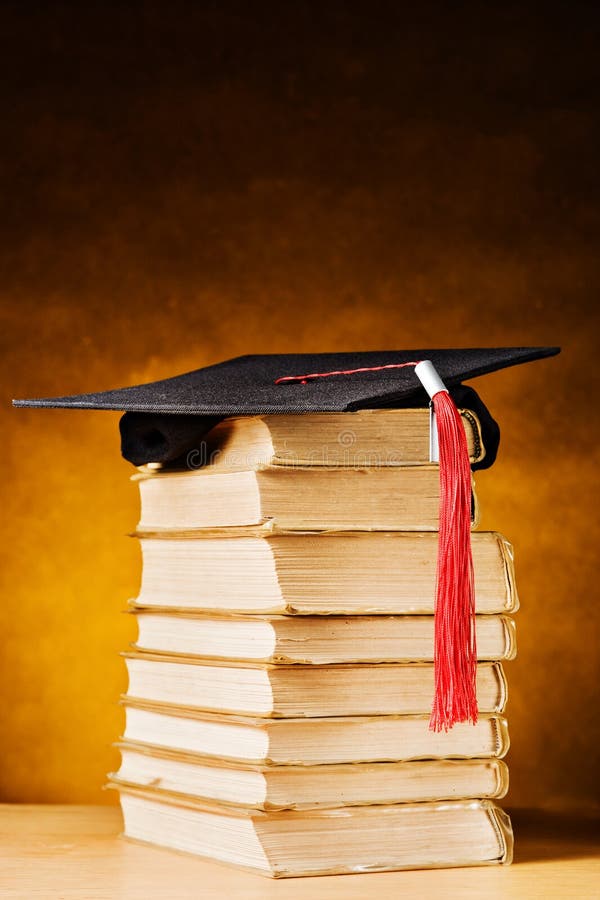 Graduation cap and books stock image. Image of expertise - 19940717