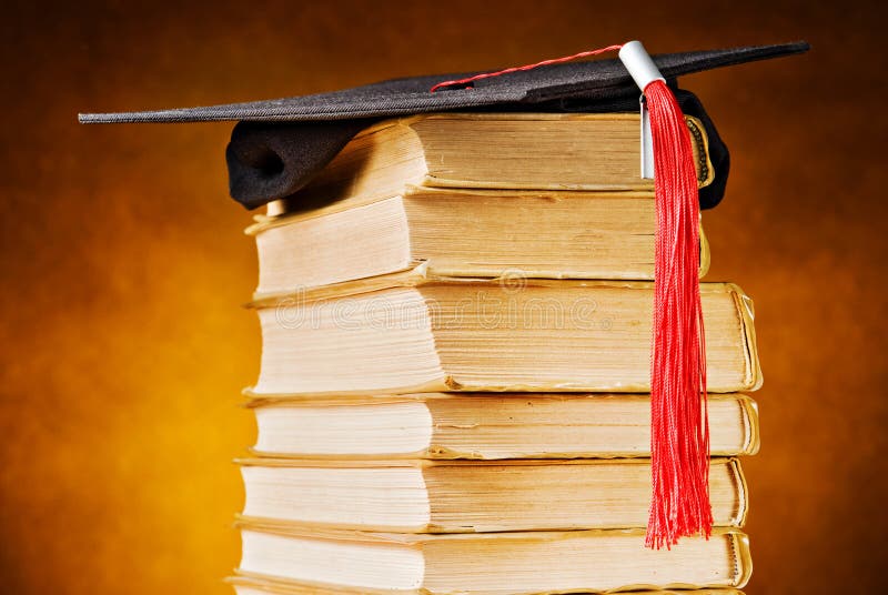 Graduation cap and books stock image. Image of color - 19940873