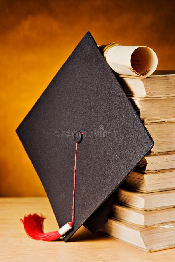Graduation cap and books stock image. Image of color - 19940873