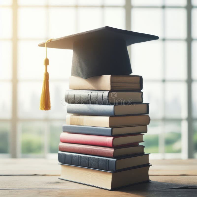 Graduation Cap on Books. Ai Generative Stock Illustration ...
