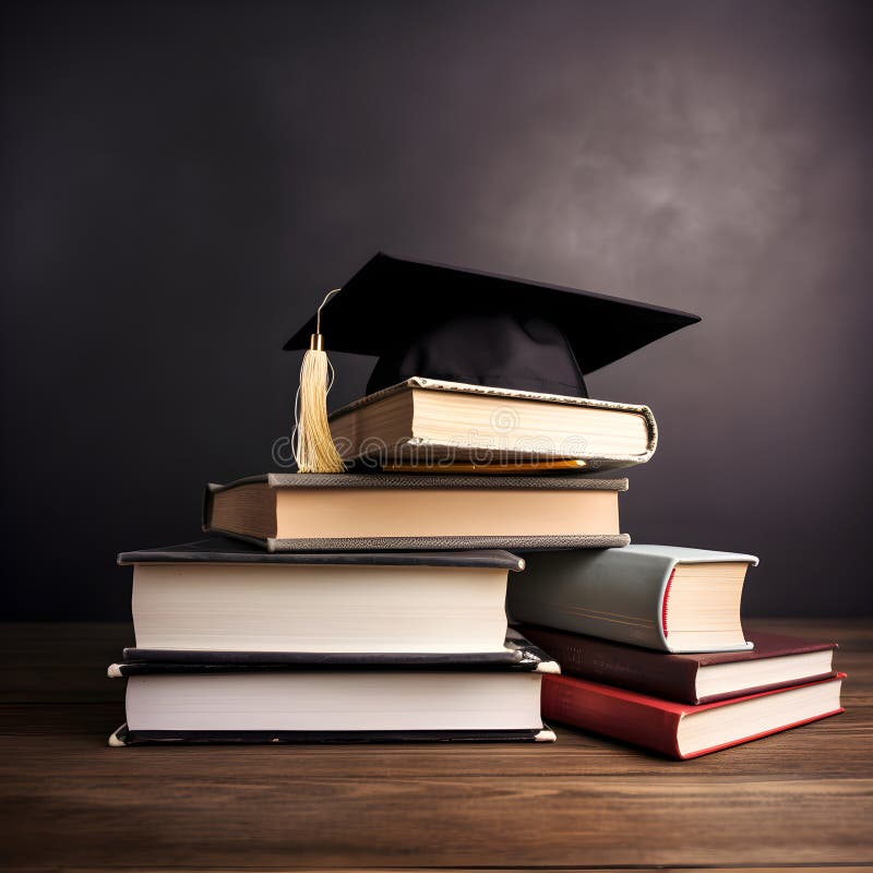 Graduation Cap on Books. Concept of Education, Back To School Stock ...