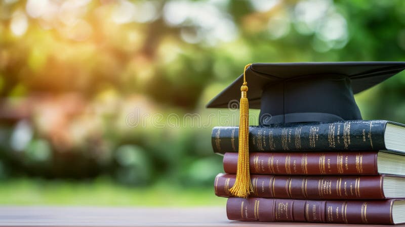 Graduation Cap on Books Education Concept, Graduation, Education Stock ...