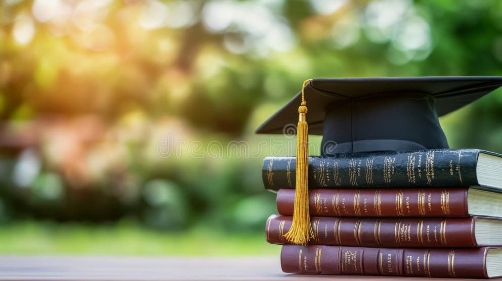 Graduation Cap on Books Education Concept, Graduation, Education Stock ...