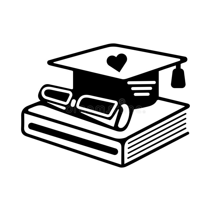 Graduation, Cap, Books, Glass, Graduation Cap on the Books Icon Stock ...