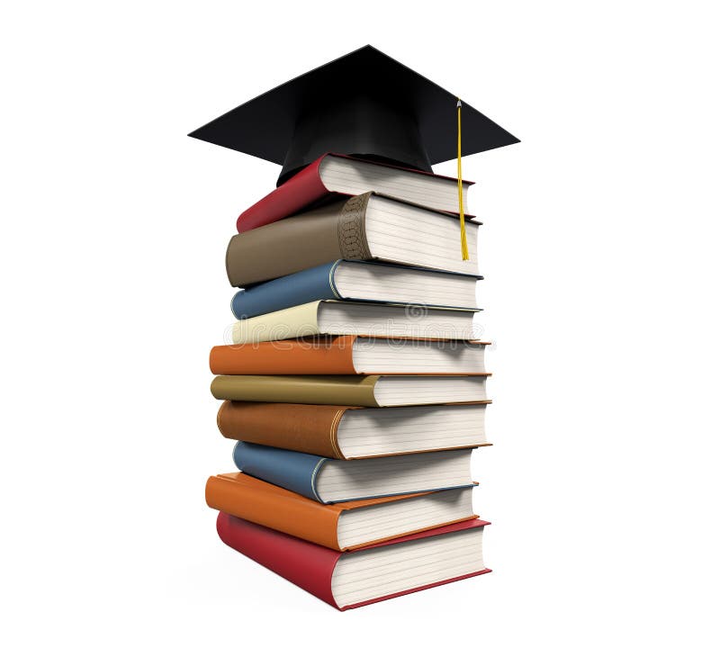 Graduation Cap and Books stock illustration. Illustration of learning ...