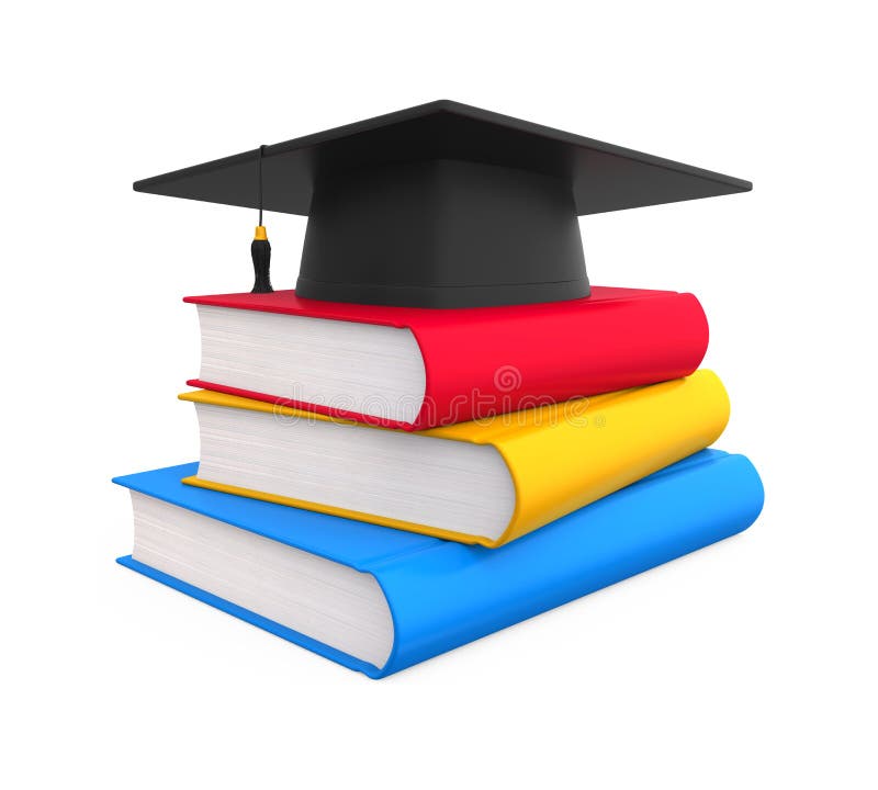 Graduation Cap and Books stock illustration. Illustration of diploma ...