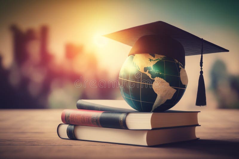 Graduation Cap on Books Step in Library Room of Campus and University ...