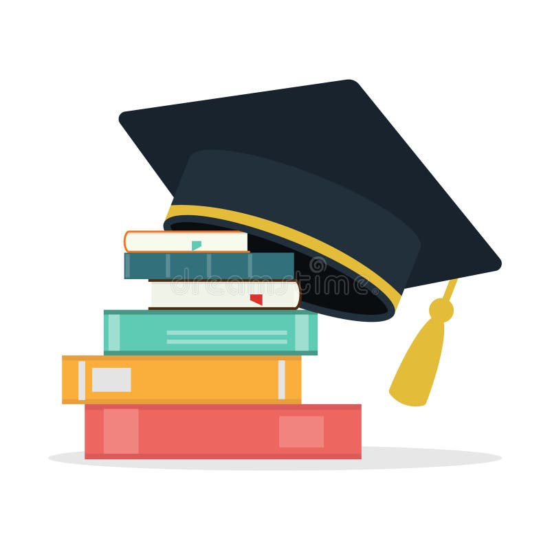 Graduation Cap with Books, Graduation Cap with Textbooks Icon ...