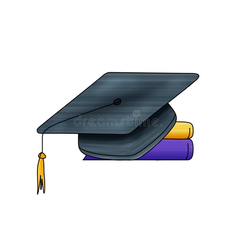 Graduation Cap with Books Vector Illustration Stock Vector ...
