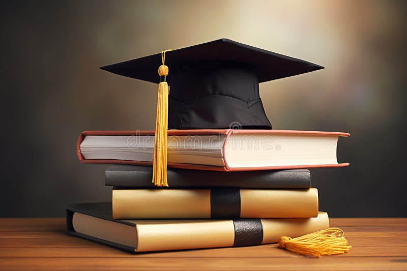 Graduation Cap and Books on Wooden Table. Education Concept Stock ...