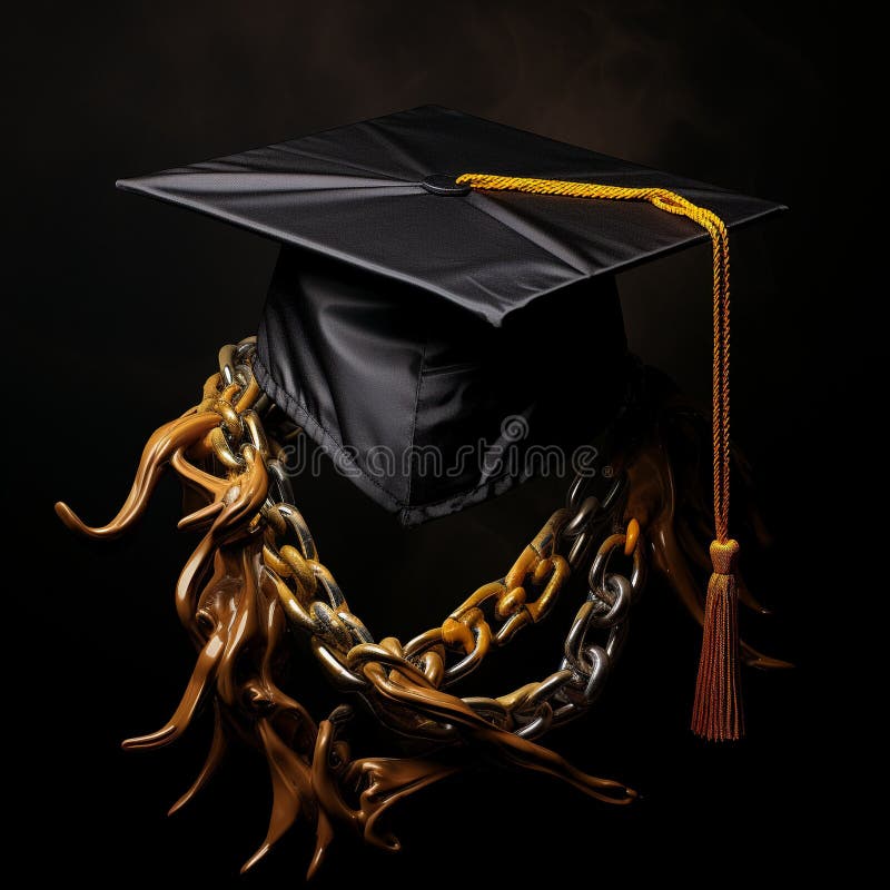 Graduation Cap Breaking through Chains, Symbolizing the Release of ...